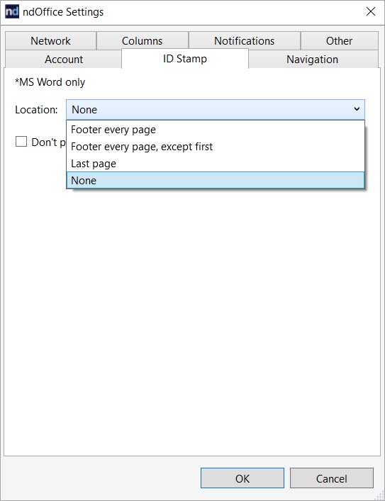 ndOffice Activity Center Settings