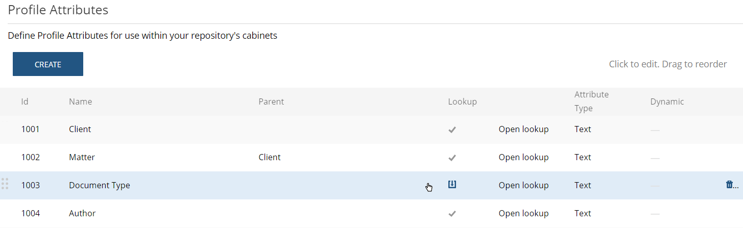 Profile Attributes Page