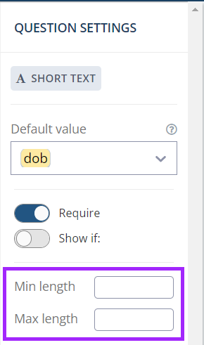 PatternBuilder Question Settings