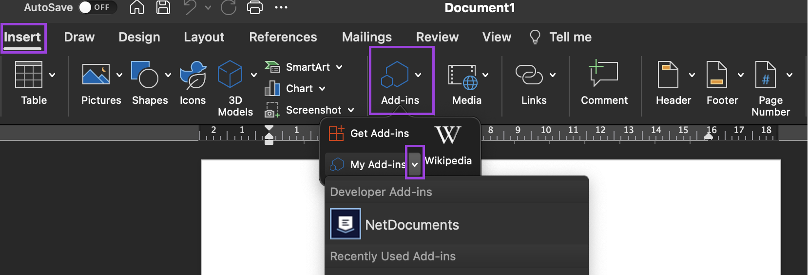 NetDocuments M365 Word add-in