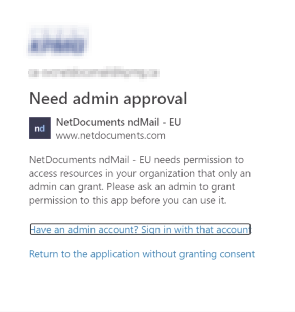 Need admin approval NetDocuments ndMail