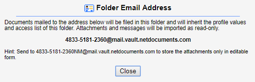 Emailing into NetDocuments