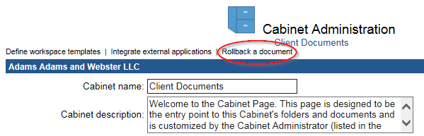 Rollback (Restore) a Document