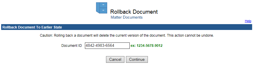 Rollback (Restore) a Document