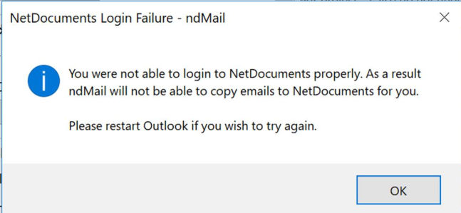 NetDocuments Login Failure - ndMail