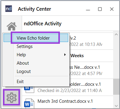 How does Checking In/Out Documents and the Echo Folder work?