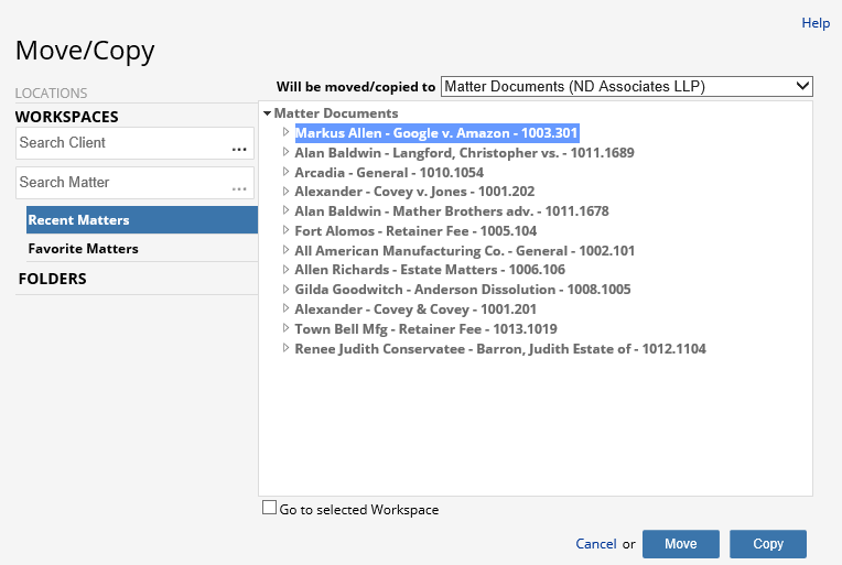 Move/Copy a Document