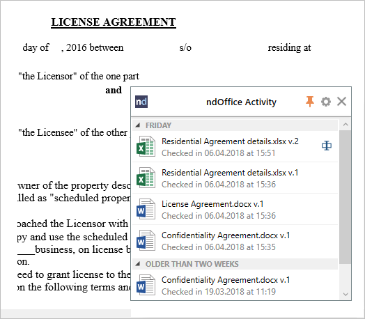 ndOffice Activity Center Overview