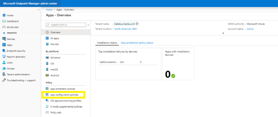 NetDocuments for Intune Configuration and Usage