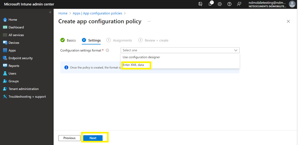 NetDocuments for Intune Configuration and Usage