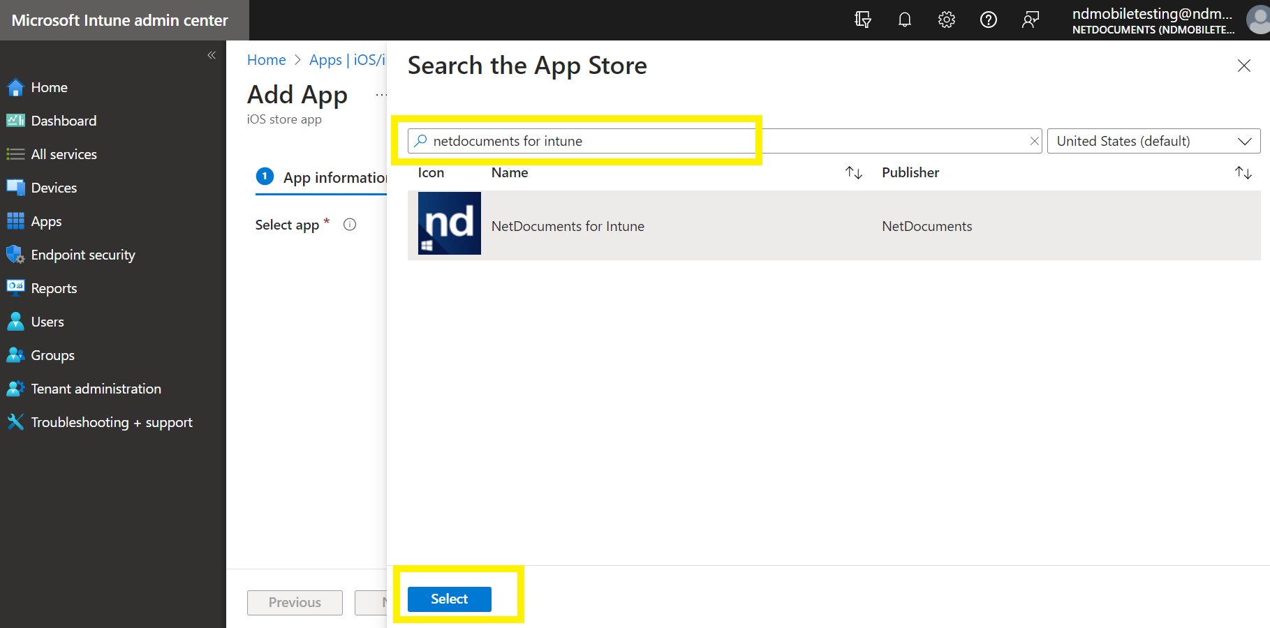 NetDocuments for Intune Configuration and Usage