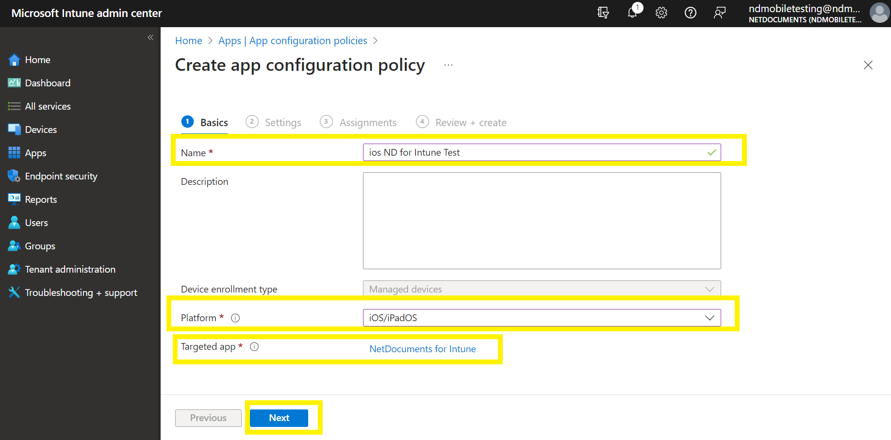 NetDocuments for Intune Configuration and Usage