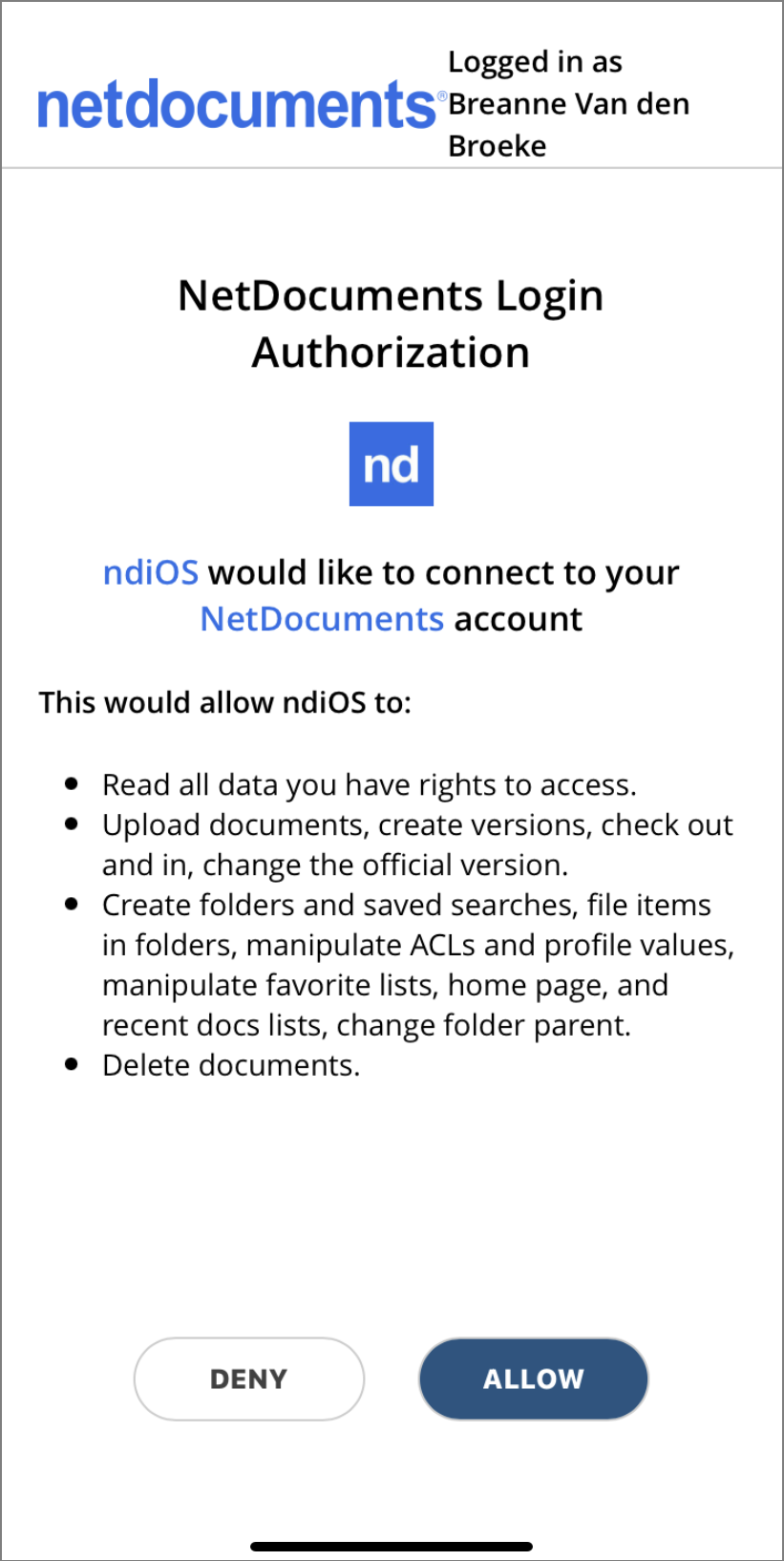 NetDocuments for Intune Configuration and Usage