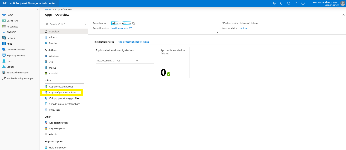 NetDocuments for Intune Configuration and Usage