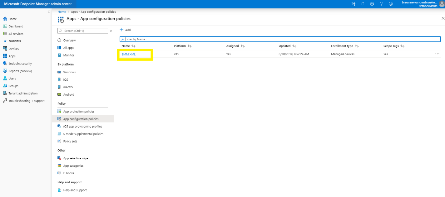 NetDocuments for Intune Configuration and Usage