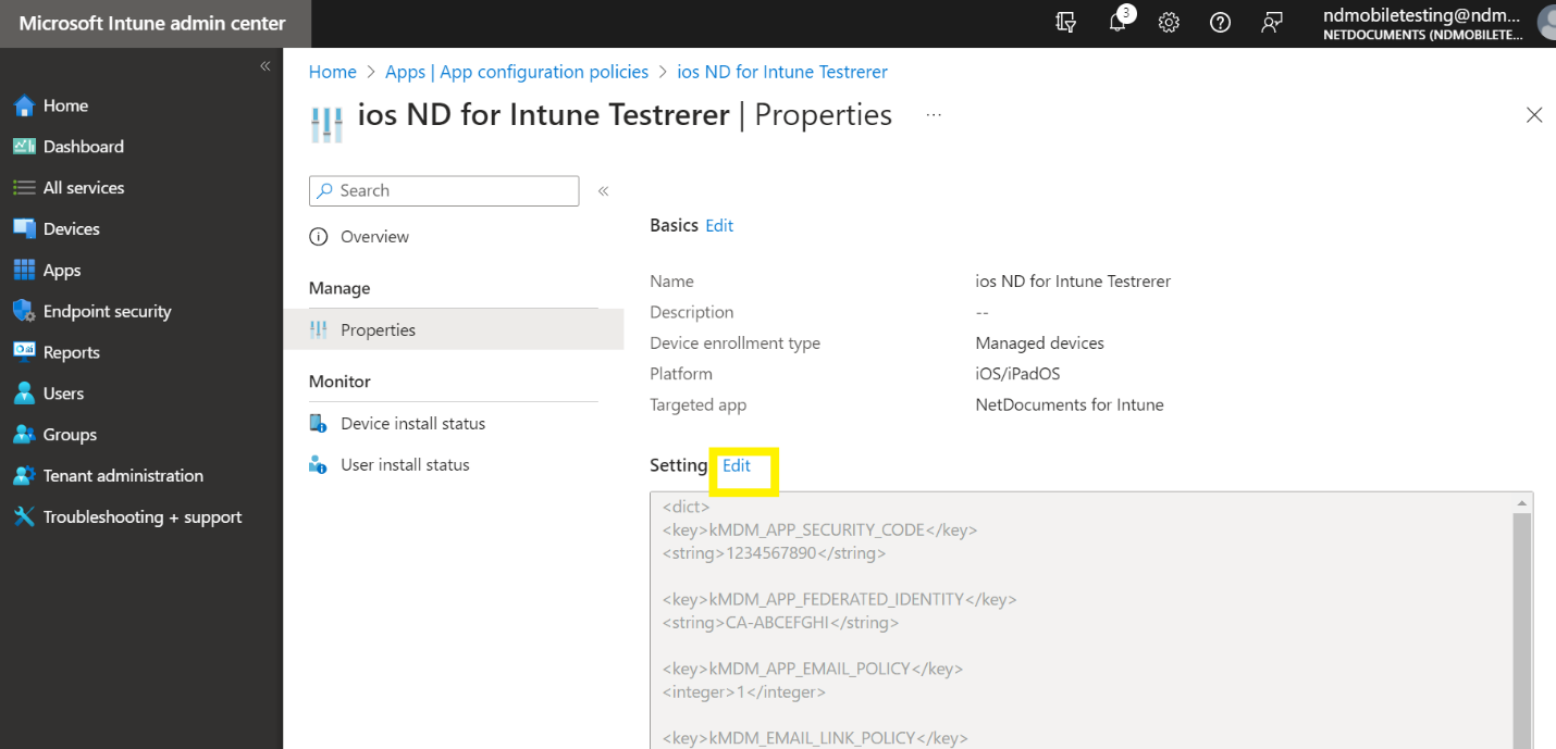 NetDocuments for Intune Configuration and Usage