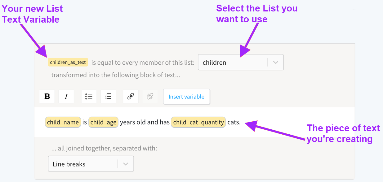 PatternBuilder Lists