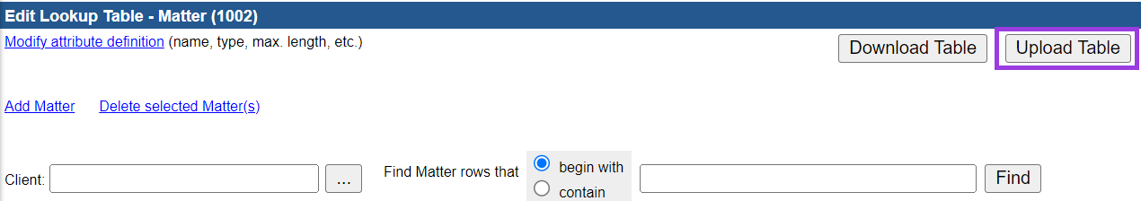 Uploading Lookup Tables