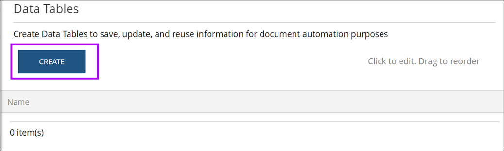 NetDocuments Data Tables