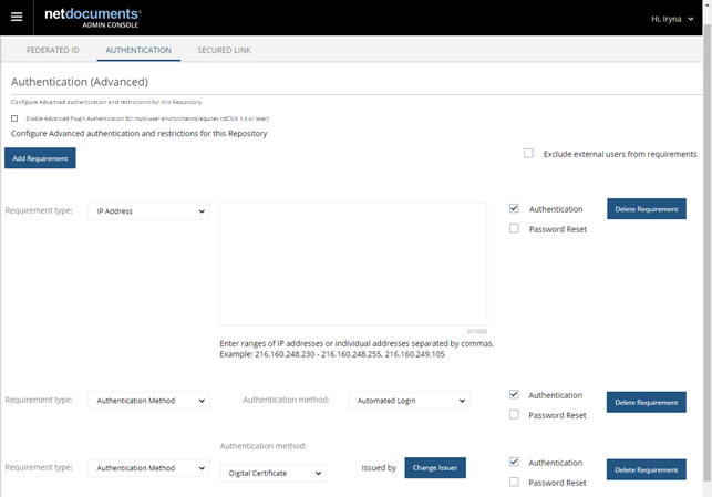 Advanced Authentication Options