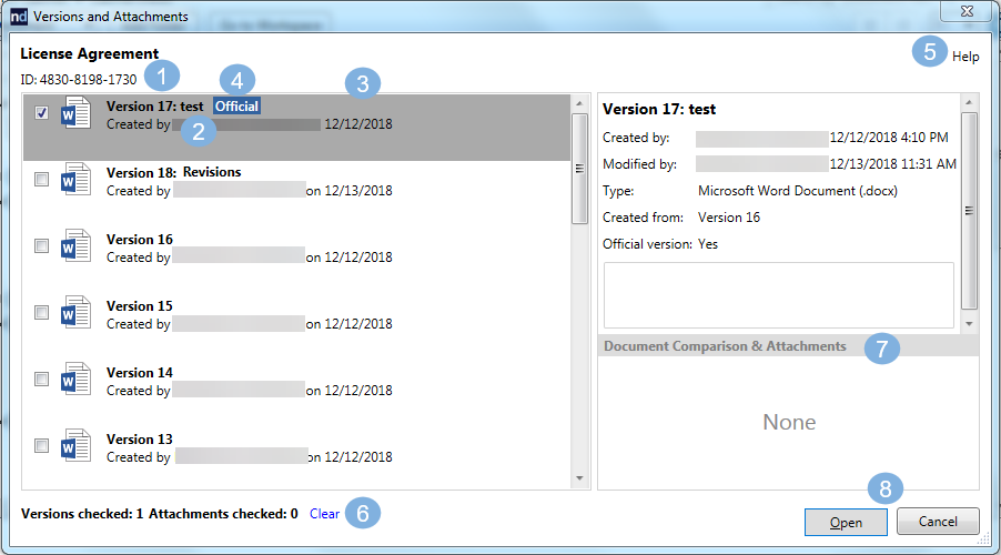 ndOffice Document Versions and Attachments