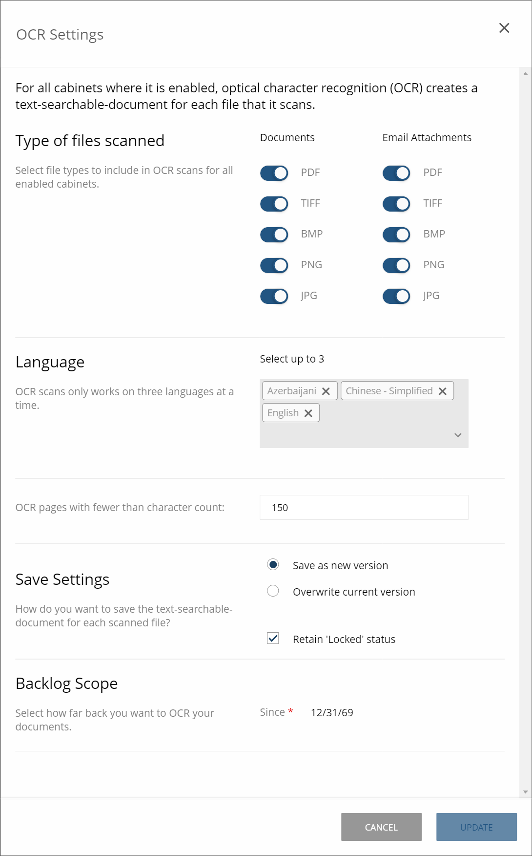 NetDocuments OCR Administration