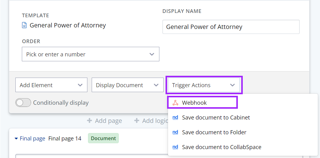 PatternBuilder Trigger Actions