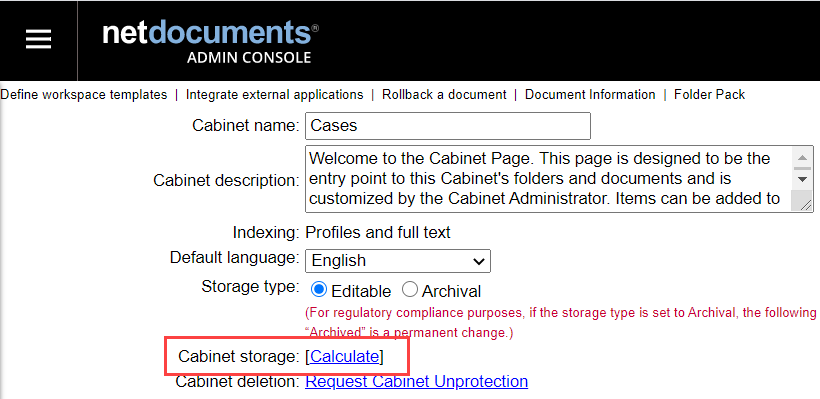 NetDocuments Storage Space