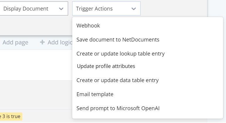 PatternBuilder Trigger Actions