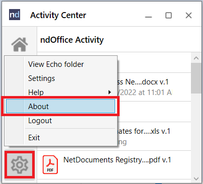 How to Find Version Information for NetDocuments Applications