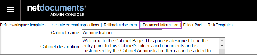 Document Information Page