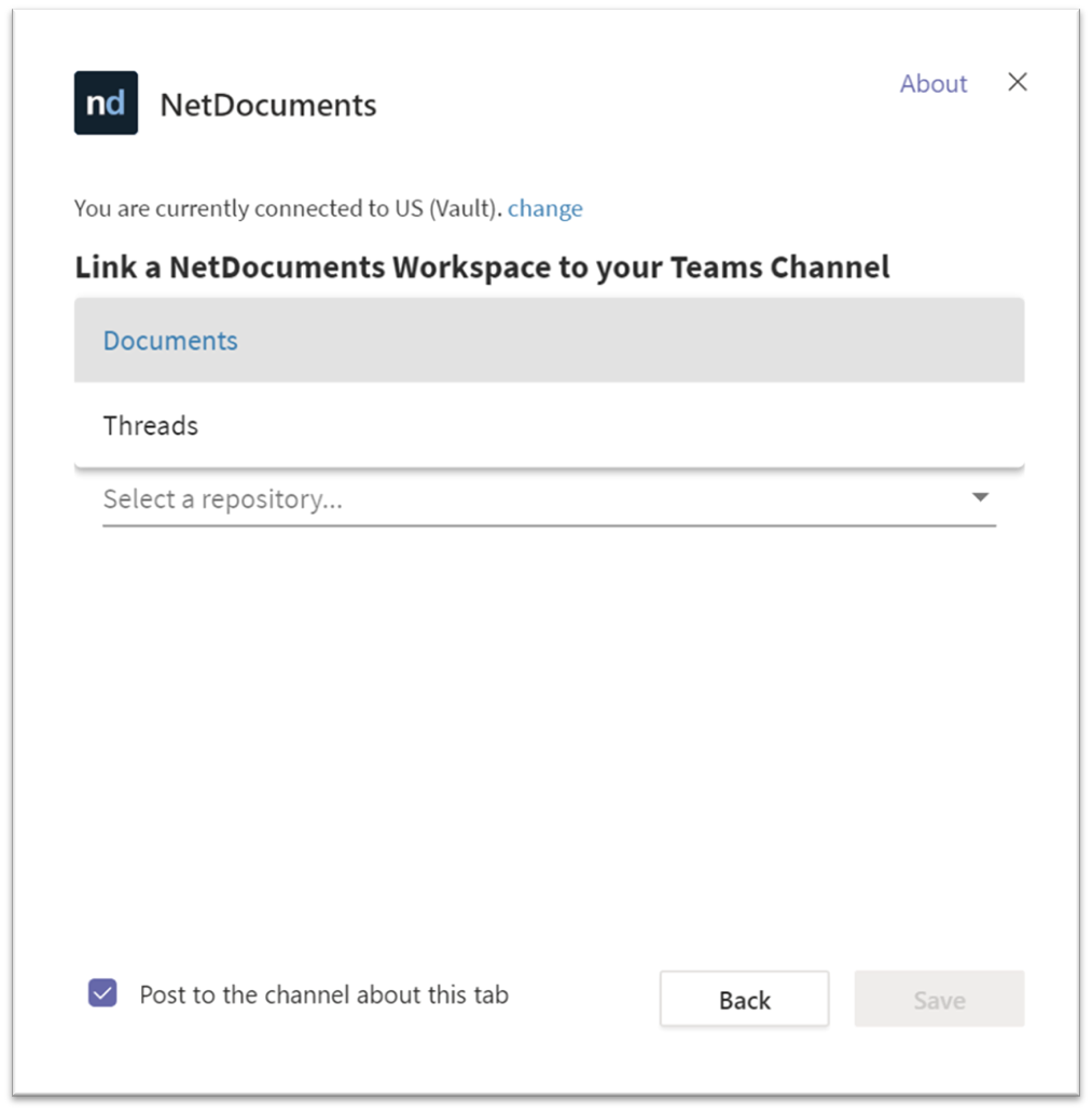 NetDocuments for Microsoft Teams (ChatLink)