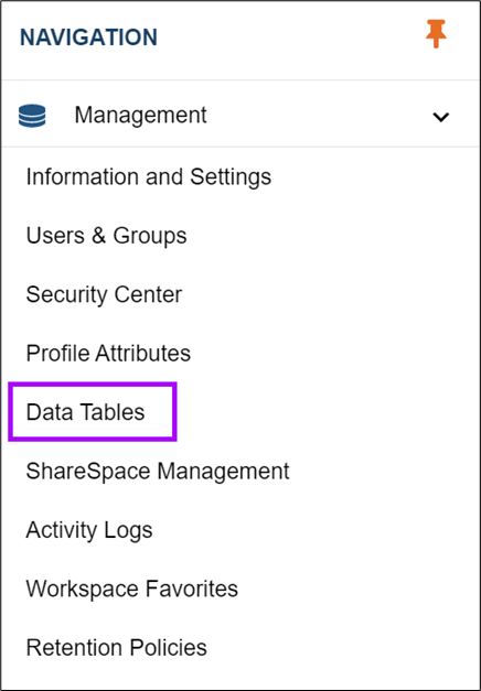 NetDocuments Data Tables
