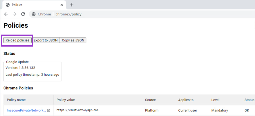 Disabling Private Network Access Pre-flights in Chromium Based Browsers via Enterprise Policies