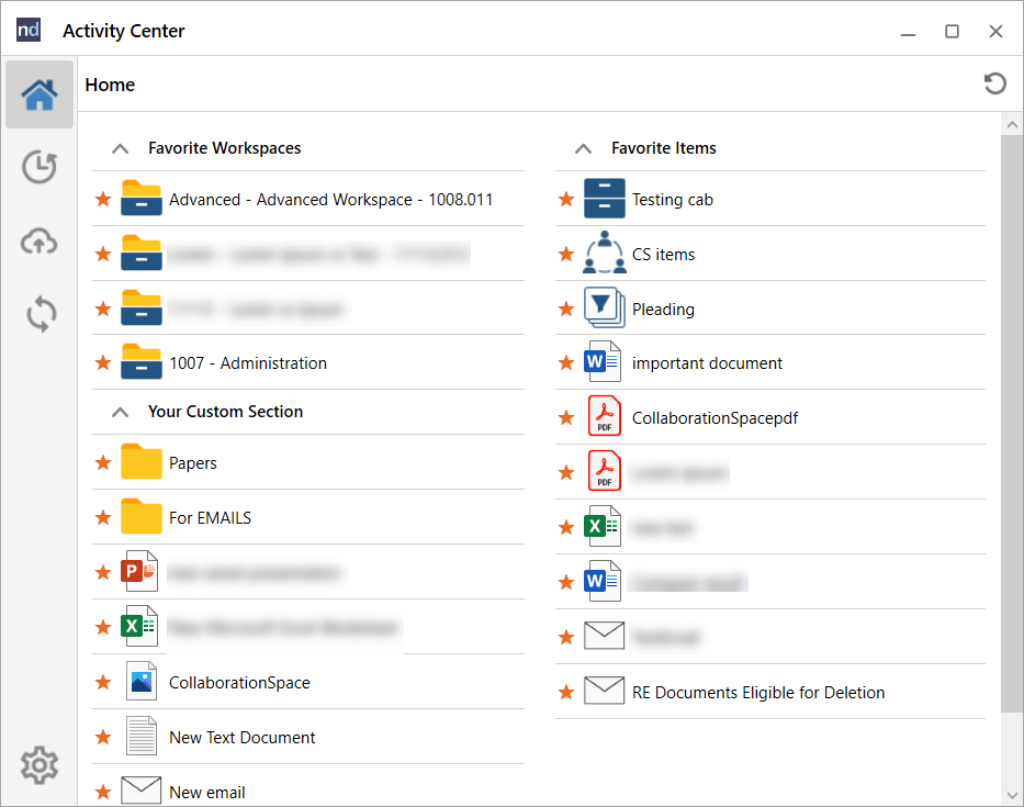 ndOffice Activity Center Overview