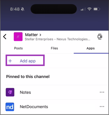 NetDocuments for Microsoft Teams (ChatLink)