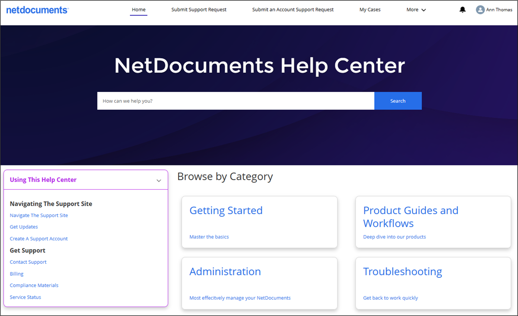 How to Use the Support Site